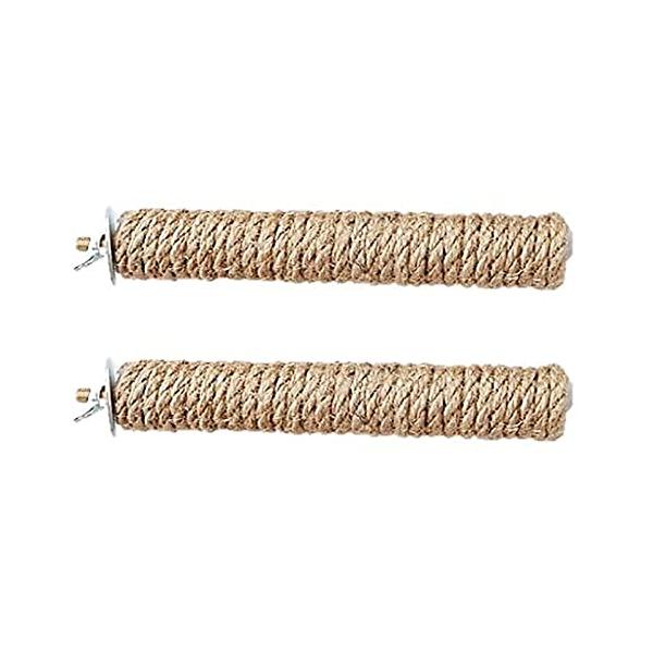 皮膚を傷つけない優しい ストレート 皮膚 保護 タイプ 止まり木 ＆ 爪とぎ くちばし研ぎ パーチ 販売！長さは使いやすい20cm 2点セット！インコ 文鳥 オウム 小鳥 に ベストサイズ！・【皮膚を傷つけない】麻で巻いて皮膚を傷つけず冬場...