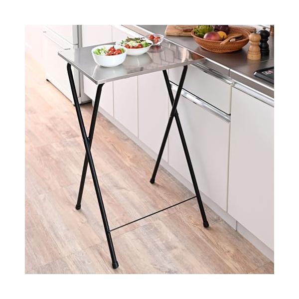折りたたみテーブルブラック/幅50/RYSTS-5040H(BK4)・Color:ブラックStyle:折りたたみテーブル・パッケージ個数:1・コンパクトに折り畳み可能折りたたむと約5cmとスリムになるので、使わないときはすき間に収納できる折...