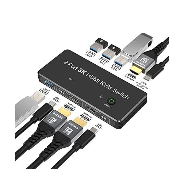 ブラック/-/-・Color:ブラック・1つのデスクで2台のPCを操作する場合、2セットのキーボードとマウスを使用するのは不便です。 2台のモニターもテーブルの多くのスペースを占めます。 しかし、HDMI KVMスイッチは、スペースを節約し...
