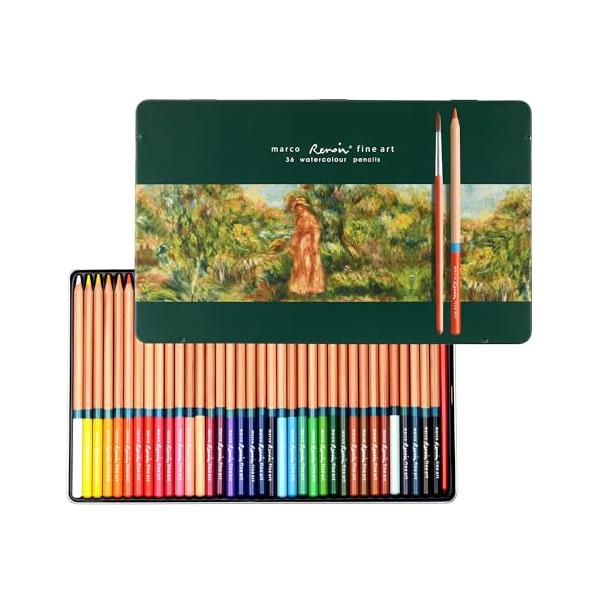 Renoir 3120高級美術水彩色鉛筆36色/36色/MARCO鉛筆 水性色鉛筆セット・Size:36色Style:Renoir 3120高級美術水彩色鉛筆・多彩な色36色。毛筆が付属しています。ラッピング対応可お絵描き好きな方への最適な...
