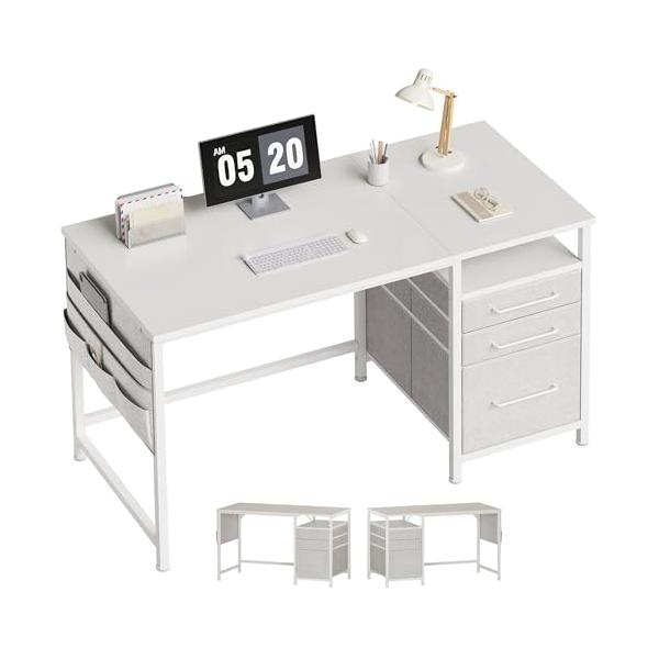 design白い/120幅/-・Size:120幅Color:白い・最強な収納機能サイドラック、サイド袋、引き出しも装備していますので、本、辞書、CDなどの収納はとても便利です。収納一体型で空間利用率UP。仕事用はもちろん、子供の勉強机とし...
