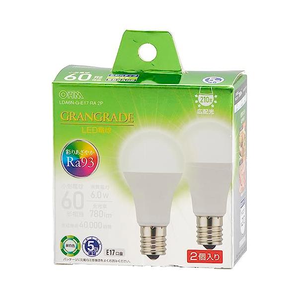 2個入昼白色/60形相当/LDA6N-G-E17 RA 2P・Color:昼白色Size:60形相当Style:2個入・パッケージ個数:1・ 特 長 　彩りあざやかRa93「GRANGRADE」LED電球　自然光に近いあざやかさ　小形電球6...