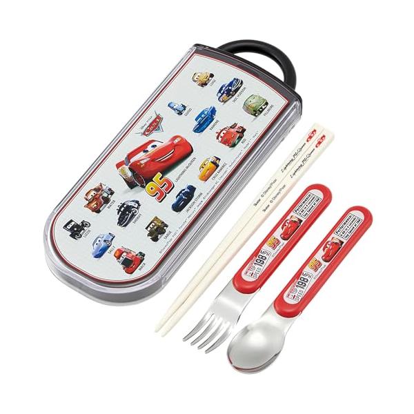 カジュアルカーズ/-/TACC2AG・Color:カーズPatternName:トリオセット・パッケージ個数:1・サイズ：横19.8×縦7.6×高1.7、箸：16.5、スプーン・フォーク：13cm・材質：フタ・箸：AS樹脂、本体：ポリプロピ...