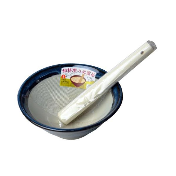 和食器青/直径12cm/-・PatternName:直径12cm・パッケージ個数:1・サイズ:すり鉢-約直径12.3×高さ4.8cm、すりこぎ-約直径2.2×高さ12cm・素材:本体-陶器(すべり止め-シリコンゴム) すりこぎ-天然木・生産...