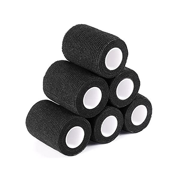 6卷入 7.5cm・黒 7.5メートル (x 6) ・・Color:黒Style:6卷入 7.5cm・【素材】：不織布 ポリウレタン弾性繊維 ラテックス，防水性と耐汗性，皮膚を直接空気と接触させることができ、汗や湿気は容易に蒸発し、快適で、...