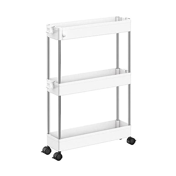 スタイリッシュ、スリム、シンプル、ファッショナブル・ホワイト 幅13cm-3段 ・・Color:ホワイトSize:幅13cm-3段・【高品質の家庭用収納 ワゴン】高級な材質は採用なので、高い安定性を誇ります。スリムボディーをして、部屋の隙間...