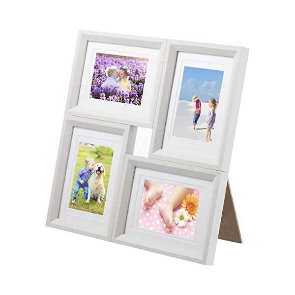 4面額(L/KG/2L兼用)・ホワイト 4面額(L/KG/2L兼用) AMZFCHL-P02WT-4・・Color:ホワイトStyle:4面額(L/KG/2L兼用)・L、KG、2Lサイズの写真を最大4枚額装可能なナチュラルで品のあるフォトフ...