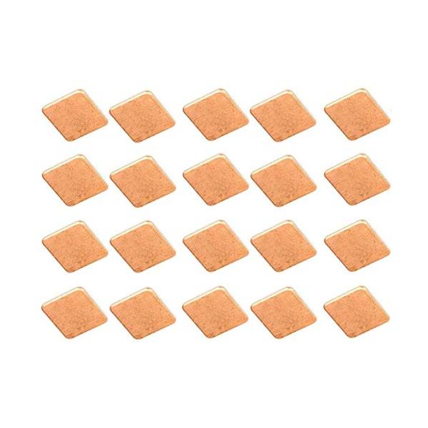 銅調。/15x15x0.5mm/-・パッケージ個数:1・ヒートシンク銅パッドシム20個入り。・寸法:0.59×0.59/15×15インチ(長さ×幅)。・3M 8810熱伝導性粘着テープ裏地。・パッシブ冷却ノートパソコンGPU CPUなどに適...