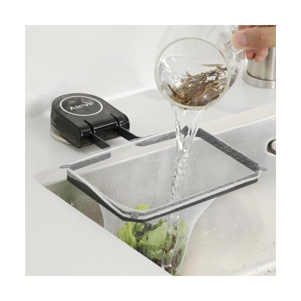 ブラック 吸盤式/16.3*21.6*2.6/K8471A01JPFBA・Color:ブラック 吸盤式・商品仕様パッケージ内容：水切りネットホルダー x 1個、水切りネットx 50枚。サイズ：約16.3 x 21.6 x 2.6 cm、枠の...