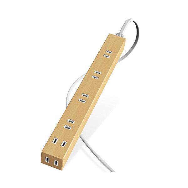 (1) 電源タップ単品・オーク 1m ECT-0201O・・Color:オークSize:1mStyle:(1) 電源タップ単品・インテリアに馴染む木目調デザイン。差込口の間隔が広くACアダプタもすっきり接続できるスリムタップ。 雷ガード内蔵...