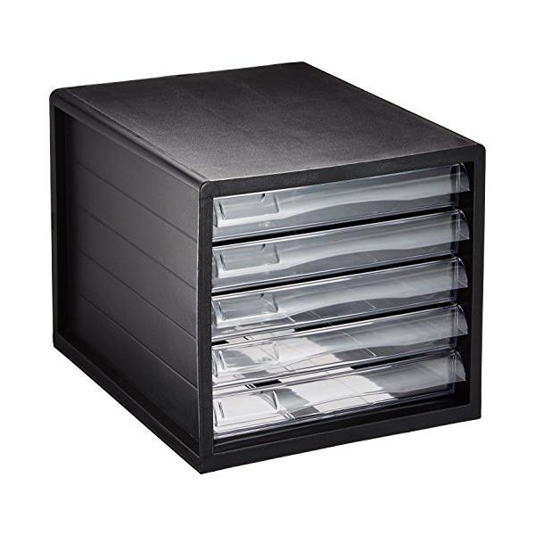 5段ブラック/5段/A4E-05B・Size:5段Color:ブラック・パッケージ個数:1・本体寸法：W282×D344×H260mm・引出し内寸：浅引出し/W243×D314×H36mm・本体質量：1.6kg・材　質：本体/PP、 引出し...