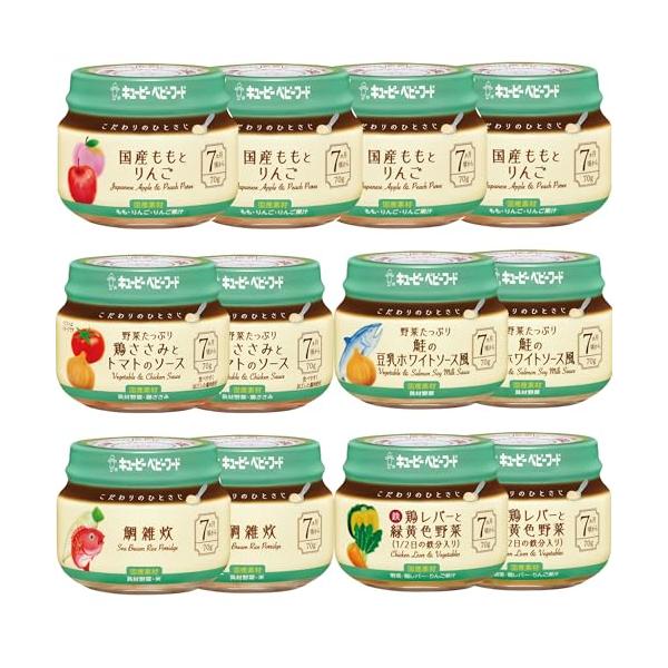 白/12個アソート/-・内容量:5種 12個セット・国産ももとりんご:4個、野菜たっぷり鶏ささみとトマトのソース:2個、野菜たっぷり鮭の豆乳ホワイトソース風:2個、鶏レバーと緑黄色野菜（１／２日の鉄分入り）:2個、鯛雑炊:2個・商品サイズ(...