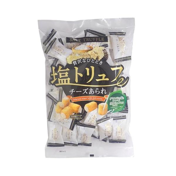 パッケージ個数:1・内容量:200g×1袋・商品説明:黒トリュフの芳醇な香りとゲランドの塩の塩味と黒胡椒の辛味が楽しめる十勝産チーズパウダーを使用した贅沢＆高級感のあるチーズあられです。ゲランドの塩（フランス産）と黒トリュフ（EU産）を使用...