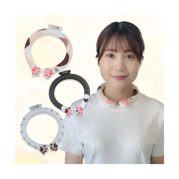 カジュアルミケ/首回り３４センチ/-・Color:ミケ・パッケージ個数:1・猫柄と肉球がかわいい猫柄のクールリングの先が肉球柄になっています。暑い夏にひんやりグッズでおしゃれを演出・2Wayで様々なシーンに使える裏面は柄が無いので、仕事中や...