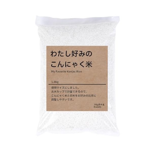 -/1.8kg/-・Size:1.8kg・いつもこんにゃく米を食べているあなた 1袋が60gや75gだと、多すぎませんか？ 1袋をお得な大容量にしてみました。 大容量なら、必要な量を はかればOK 白米との比率を自分好みに調整しやすい