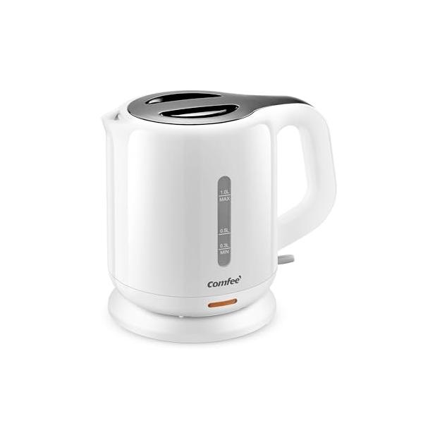単品ホワイト/1 L/MK-08D03A・パッケージ個数:1・シンプル＆スタイリッシュCOMFEE' の電気ケトルは、あらゆるキッチンに溶け込むとともに、飽きることなくお使いいただけます。・カンタン操作・急速沸騰水量目盛り＆電源ライト付き、...