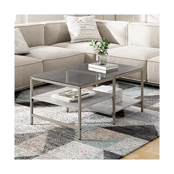 ローテーブル岩グレー/幅100×奥行60×高さ45cm/-・Size:幅100×奥行60×高さ45cmColor:岩グレー・おしゃれなローテーブルガラス、木材とスチールの絶妙なコンビネーションに飽きの来ない美しいシルエットを加え、上品で落ち...