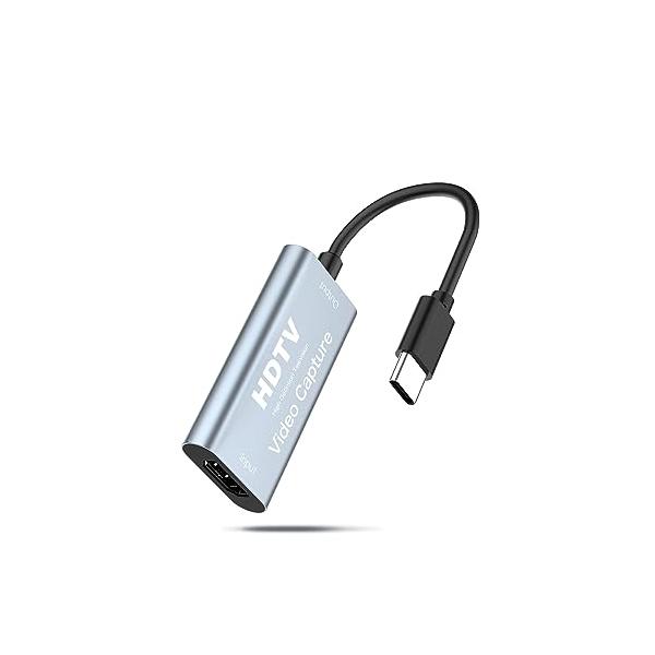 -/キャプチャーボード/グレー/-・TYPE-C HDMIキャプチャーボードこの HDMI ゲーム キャプチャは、ほとんどのデバイス コンバーター (スマートフォン、ゲーム コンソール、カムコーダー、テレビ、DVD など) に接続して、PC...