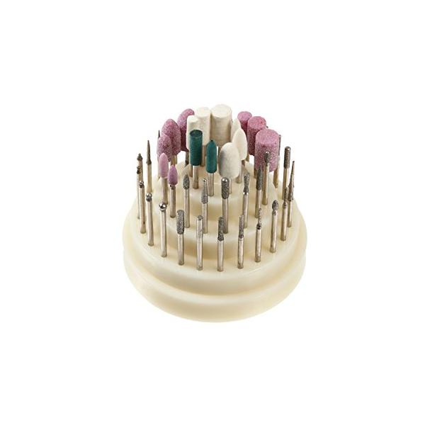 一般鋼材・鋳物・鋳鉄・普通炭素鋼・ステンレス・超硬・ガラス製品・アクセサリーなどの研削・バリ取り・面取り・精密加工・ダイヤモンドビット　サイズ:全長45mm×軸径2.35mm 砥粒:#150 30本 非鉄金属・非金属に最適です・軸付砥石　円...