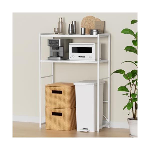 カジュアルホワイト/Large/SH26・Color:ホワイト・多機能キッチンラック仕様サイズ：約幅60〜80×奥行き42×高さ125cm(アジャスター含)／可動棚の間隔：約11cm　8段階調整可能／耐荷重：約40kg／材質：スチール（紛体...