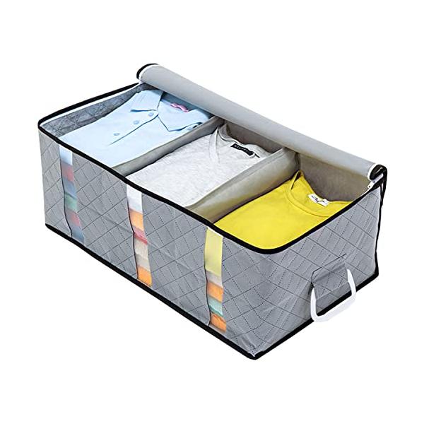 06_衣類用 仕切り2か所グレー/衣類用ハンドル付 大 L/171-46・Style:06_衣類用 仕切り2か所・パッケージ個数:1・商品仕様:サイズ/約幅60×奥行35×高さ25cm、内容/1枚、カラー/グレー、収納目安/長袖シャツなら約...