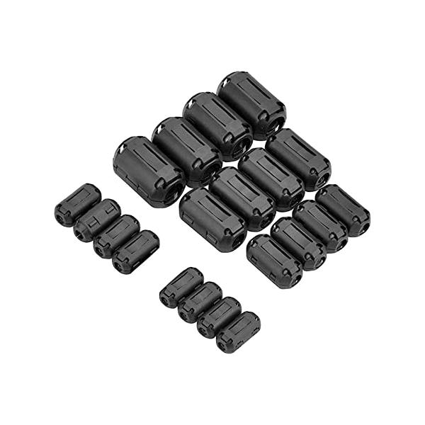 ?サイズ：3mm、5mm、7mm、9mm、13mm。パッケージには5つの異なるサイズの商品（４個）、合計20個商品が含まれます。・?ノイズ除去：パソコン、モニター、テレビなどの周辺で使用されているケーブルに設置するだけで、フェライトコアの高...