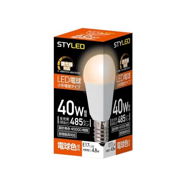 40W(調光器対応)電球色/1個/HA4D17L1・Size:1個Style:40W(調光器対応)Color:電球色・パッケージ個数:1・調光器対応全光束:485lm(小形電球40W相当)/消費電力:4.8W・光色:電球色(2700K)・設...