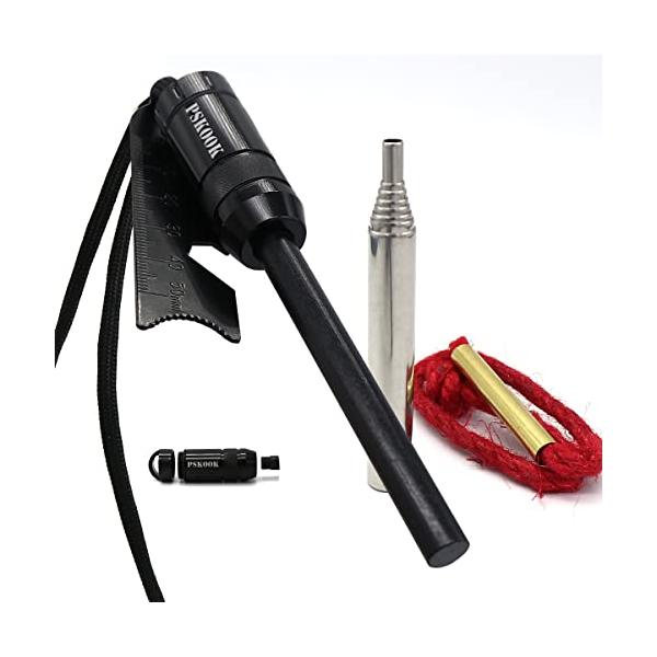 ・ブラック  ・・Color:ブラック・【豪華火打ち石セット】火打ち石+火吹き棒+ストライカー+高品質パラコードの豪華セット！大きなロッドサイズで、35 000回使える！ワックス注入麻ロープをサービスしています。・【携帯便利と着火しやすい】...