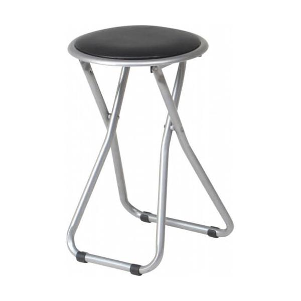 スツールシルバー×ブラック (PVC)/背なし/88624・Color:シルバー×ブラック (PVC)Style:スツール・パッケージ個数:1・コンパクトな折りたたみパイプチェア・折りたたみサイズ:幅30×奥行71.5×高さ6cm・素材・材...