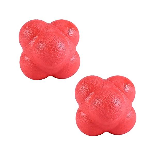 ぼーる 反射 キャッチ 自宅トレーニング 自宅 おうち 反応・赤2個  ・・Color:赤2個・【リアクションボール】バウンドが予測できないリアクションボール4個セットです！6個の凸部分があるため、バウンドする際にどの方向に跳ねるかわかりま...