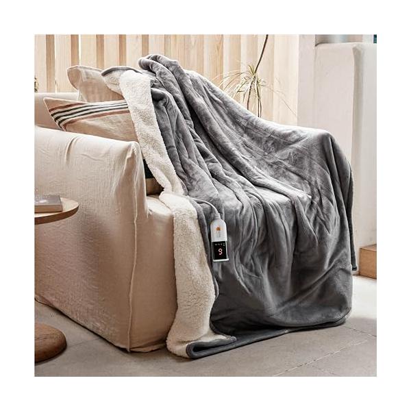 モダングレー/180×130/TW1-F-JP130180・Color:グレーSize:180×130・極上の肌触り：Gotcozyの電気毛布肌触りの良いウルトラソフトシルキープラッシュとシェルパを採用。この電気毛布 敷き、両面から快適さを...