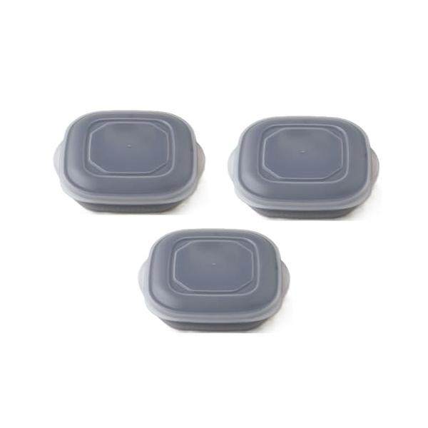 解凍ごはん3ブラック/サイズ：約W13.1 D14.5 H4.2/SN-103T・パッケージ個数:1・容量270ml/レンジ調理OK/抗菌/備長炭配合素材