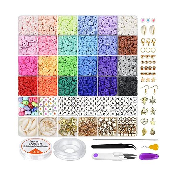 ラウンド・Type A  XX0139-A・・Color:Type A・?バリューパッケージ: ジュエリー作り愛好家には必須です。24色のフラットポリマー粘土ビーズ約5520個とチャームキット550個のボックス(ランダムな文字ビーズ、スマイ...