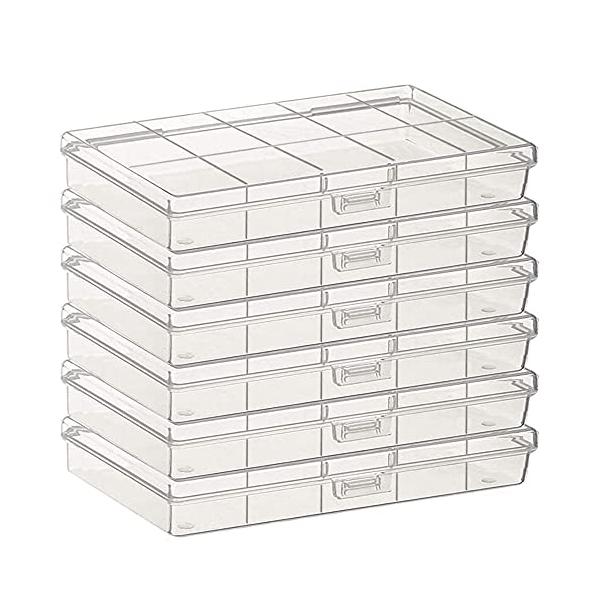 Design透明/12.8×6.5×2.1cm/-・Size:12.8×6.5×2.1cm・パッケージ個数:6・プラスチックの箱のサイズ：（13cm x 6.5cm x 2cm）。・合計6つの長方形のプラスチックの箱が含まれています。・材料...