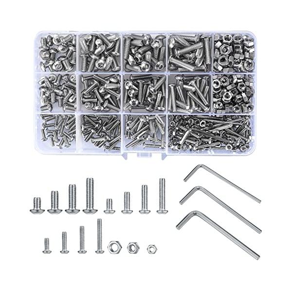 シルバー/M3、M4、M5/-・プレミアム素材: さまざまなボルトとナットのセットは、滑らかなエッジの優れたステンレス鋼素材でできており、頑丈で、腐食や錆に強く、壊れず、耐久性があります。・使いやすい: ボルト、ナットの表面は滑らかでバリが...