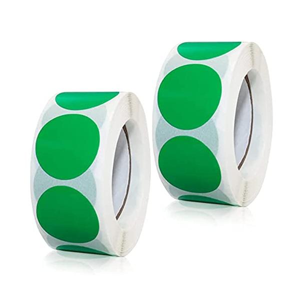 ・グリーン 直径25mm ・・Color:グリーン・【商品仕様】円形ステッカーシール 数量：500枚*2巻 合計1000枚 サイズ：直径25mm カラー: グリーン・【使いやすい】1枚の紙タイプではなく1ロールにまとまっている丸型シールです...