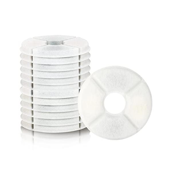 商品仕様枚数：交換用フィルター１２枚セット（約6ヶ月ー１年間分）　素材：不織布、ココナッツシェル活性炭、イオン交換樹脂　フィルターサイズ：約12.5 cm（外径）ｘ1 cm（厚さ）ｘ3.5 cm（内径）重さ：約200ｇ　推奨交換期間：推奨交...