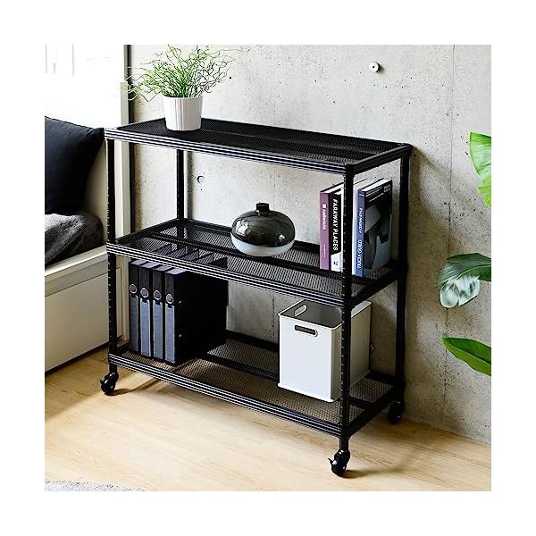 モダンブラック/幅87/MNR-90873CJ(BK)・PatternName:5)幅87cm 3段・パッケージ個数:1・おしゃれなマットブラックカラーマットな質感でお部屋にもなじみやすいブラックカラーのスチールラックです。・荷重に強いキャ...