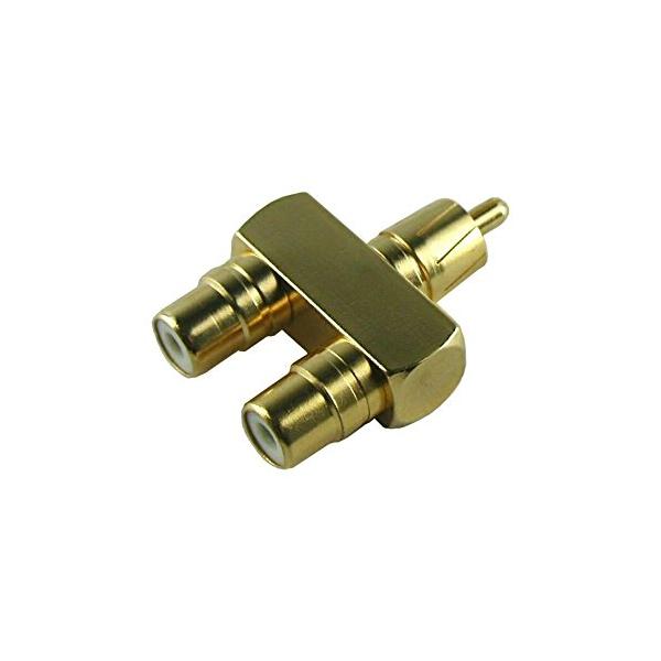 ゴールド/ワンサイズ/rca-plug-bu-b・2本のRCAケーブルに分岐するアダプターです。・サイズ：全長約4cm×全幅2.8cm×厚1cm　重量：約20g・パッケージ：クリスタルパック　海外輸入品