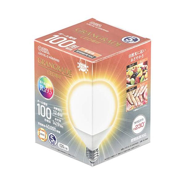 ボール球形電球色/100形相当/LDG12L-G AG6/RA93・Color:電球色Size:100形相当・パッケージ個数:1・彩りあざやかRa93「GRANGRADE」LED電球・自然光に近いあざやかさ・ボール電球100形相当の明るさ・...