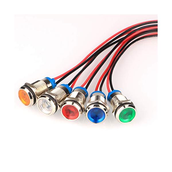 耐久性シルバー/10mm/-・Size:10mm・パッケージ個数:1・パッケージに含まれるもの：5個のLEDインジケーター（混合色）。・安全で耐久性のある：私たちのLEDインジケーター電球は、高品質のステンレスと真鍮のクラッドニッケルシェル...