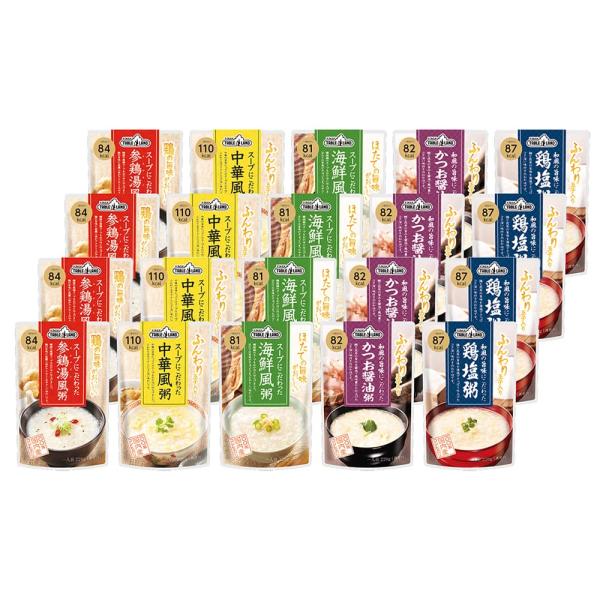 原材料：【参鶏湯風粥】精白米（国産コシヒカリ100％）、でん粉、食塩、チキンエキス、米発酵調味液、ねぎ油（大豆を含む）、おろしにんにく、おろししょうが、酵母エキス、黒こしょう、高麗人参抽出物／調味料（アミノ酸等）、乳化剤、ビタミンＣ【中華風...