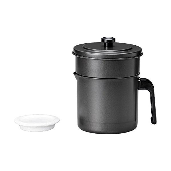 単品・ブラック 0.9L ブラック KWP-0.9・・PatternName:活性炭油ろ過ポットW 0.9L・サイズ(約):17.4×14.7×19cm・素材・材質本体/鉄、表面加工/フッ素樹脂塗膜加工、取っ手/フェノール樹脂、つまみ/フェ...