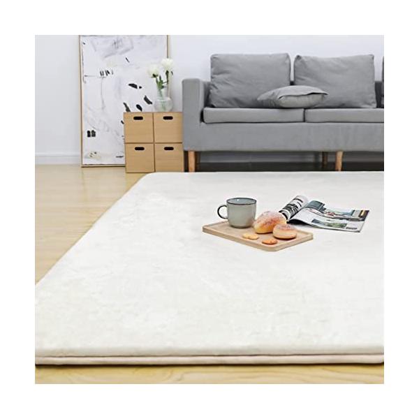 極厚アイボリー/130×185cm/-・Size:130×185cmColor:アイボリー・極厚25mm・防音抜群一般的なラグの厚みの3倍厚さ約20ｍｍの高密度ウレタンを使用し、底付き感を感じずゆったりくつろげます。体圧を均一に分散し、長時...