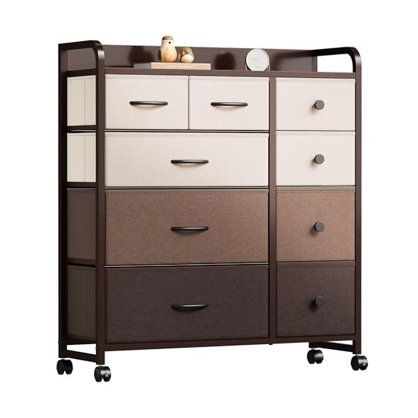 多機能ブラウン/-/-・Color:ブラウン・注意ランダムにサイドポケット付きのものを送ると、高さが2cmほど高くなります。すごい収納力チェストの下二階の引き出しがより高くて、収納できる物がより多様化になります。アクセサリ、ファイル、おもち...