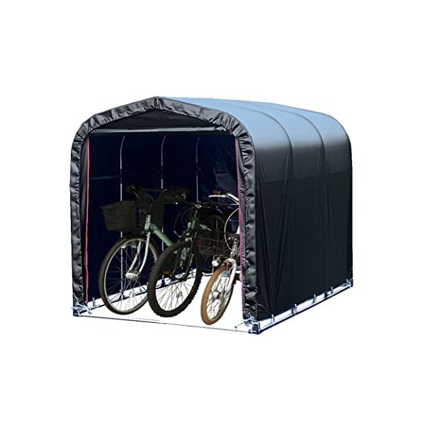 3台用・ブラック  3台用 BK・特徴:上質なブラックに赤ファスナーのアクセント・サイズ:間口1.56×奥行2.2×高さ1.65m、パイプ径:19mm・付属品:Rバンド・U字杭・材質:亜鉛メッキスチールパイプ・塩化ビニール、表面処理:UV加工