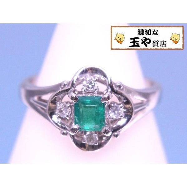 【材　質】  pt900  エメラルド ダイヤモンド【サイズ】 #10  最大幅11ミリ    5.9g【状　態】  新品同様【付属品】  一般ケース【商品説明】  濃くて透明度のあるエメラルドカラーがすばらしい。プラチナでデザインアップさ...