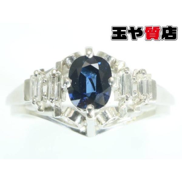 【商品説明】　バゲットダイヤ4石の入ったおしゃれなデザイン指輪。内側にかすかなサイズ直しがあります。【材　質】 　サファイヤ　ダイヤモンド　PM【カラー】　【サイズ】　10号　　5.4g【状　態】 　中古Ａ【付属品】 　【お問い合わせ番号】...