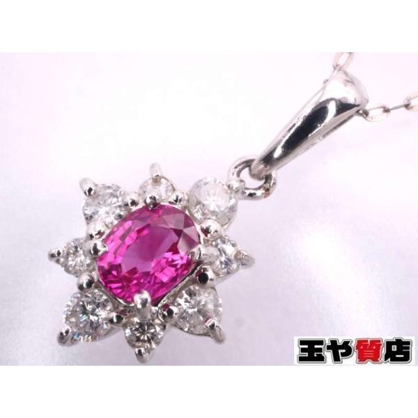 【商品説明】ペンダントは外せます。留具にカスリキズがあります。【材質】pt950(ペンダント) pt900(ネックレス) ルビー ダイヤモンド【カラー】 　【サイズ】ペンダントサイズ:W1.0xH1.7cm(バチカン込)　ネックレス全長44...