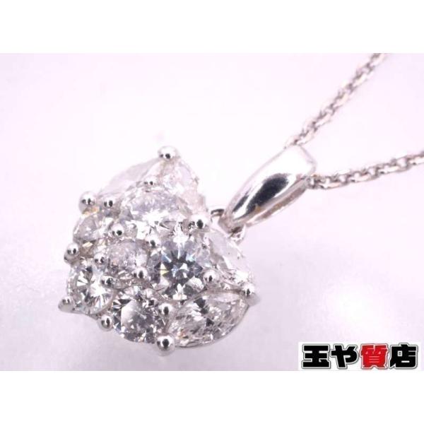 【商品説明】 ペンダントは外せます。留具にカスリキズがあります。【材質】18金 WG ダイヤモンド【カラー】 　【サイズ】ペンダントサイズ:W0.9xH1.0cm(バチカン込)　ネックレス全長40.7cm　【重量】2.3g【状態 】　中古Ａ...